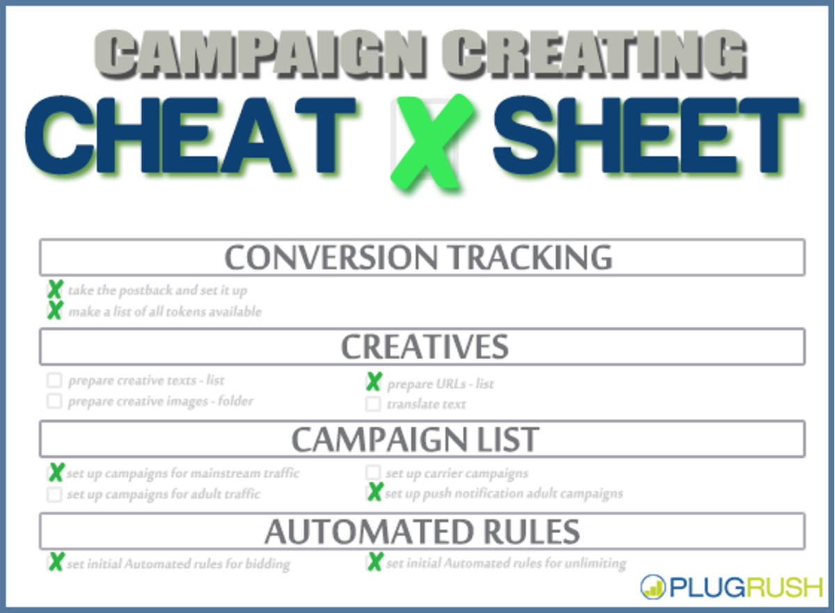 Campaign Cheat Sheet is essential! - PlugRush Advertising Network